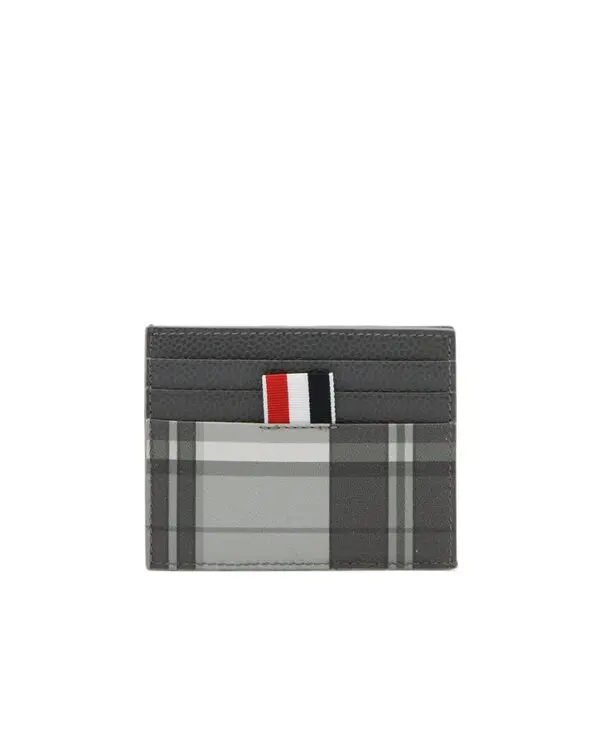 Thom Browne Logo-tag Check-pattern Cardholder - Black