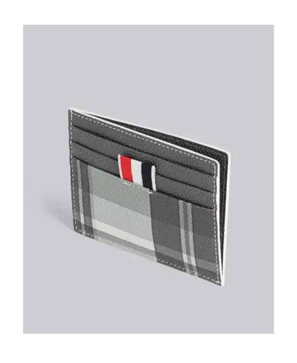 Thom Browne Logo-tag Check-pattern Cardholder - Black