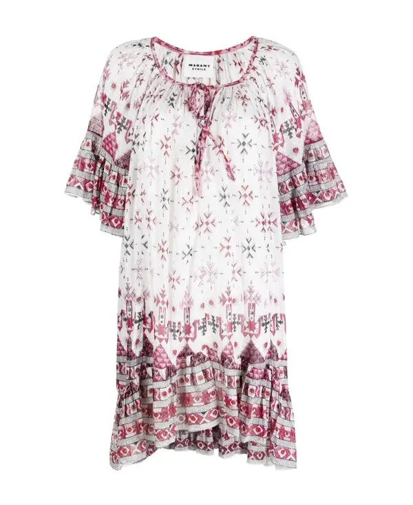 Isabel Marant Étoile Geometric Print Ruffled Mini Dress