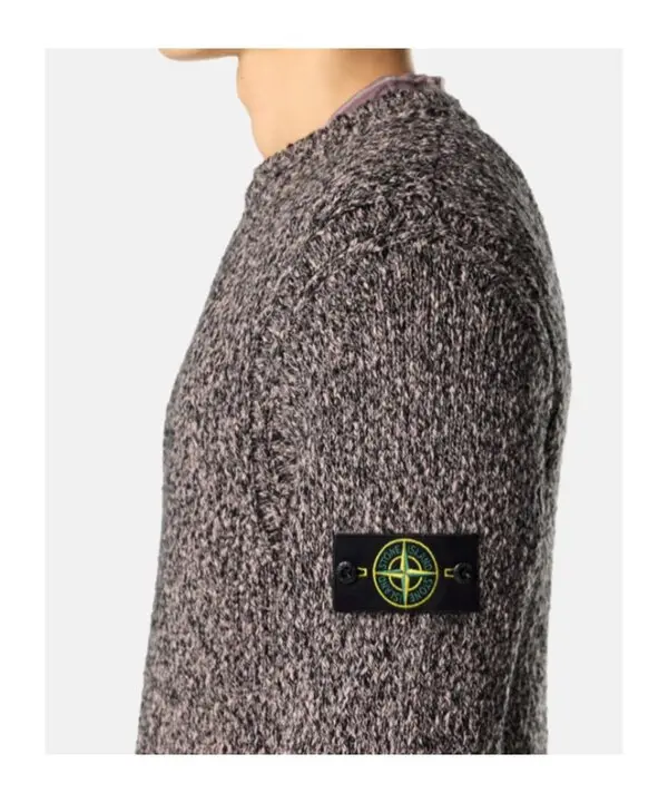 Stone Island Textured Crew Neck Knitted Sweater - Oleander
