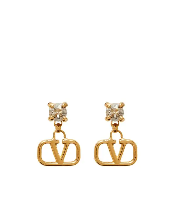 Valentino Garavani Vlogo Signature Embellished Drop Earrings - Yellow