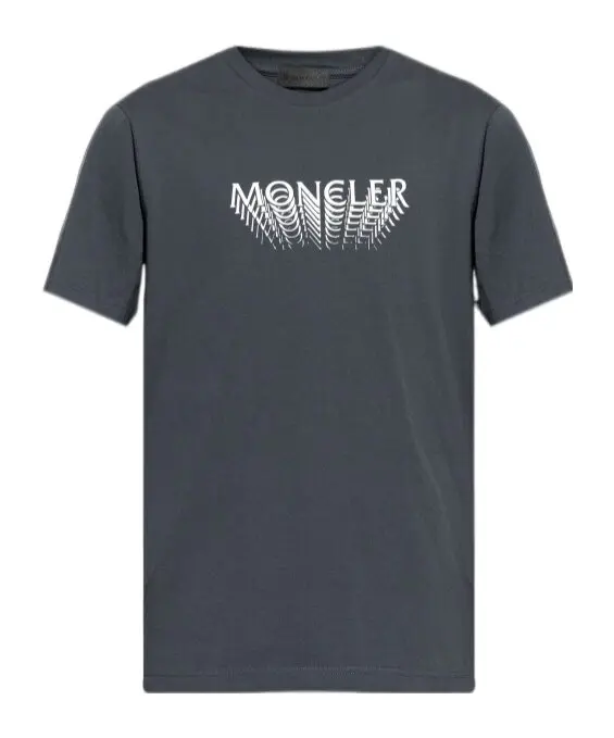 Moncler Logo Printed Crewneck T-shirt - Black