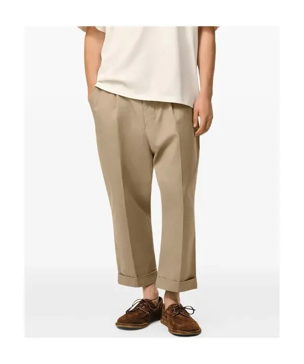 Ami Pleated Cuffed Carrot Pants - Nude