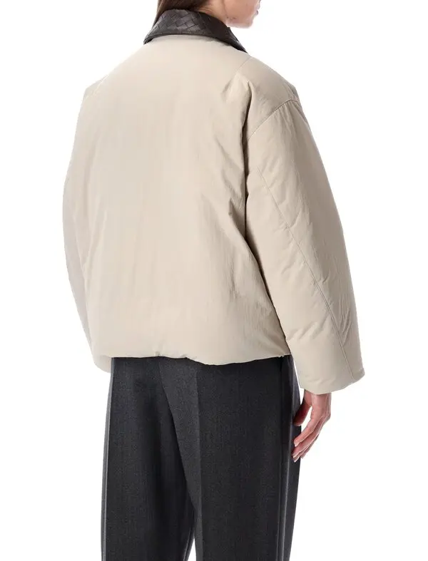 Bottega Veneta Zip-up Down Jacket With Lapel Collar