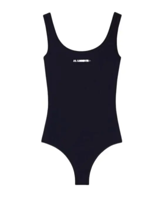 JIL SANDER Logo Print One Piece Swimsuit - Black