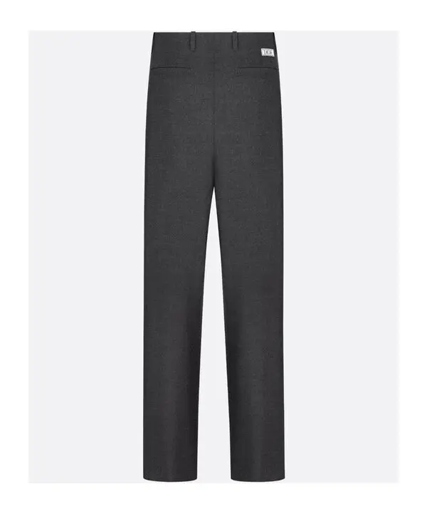 Dior Loose Fit Cashmere Flannel Pants With Embroidered Patch