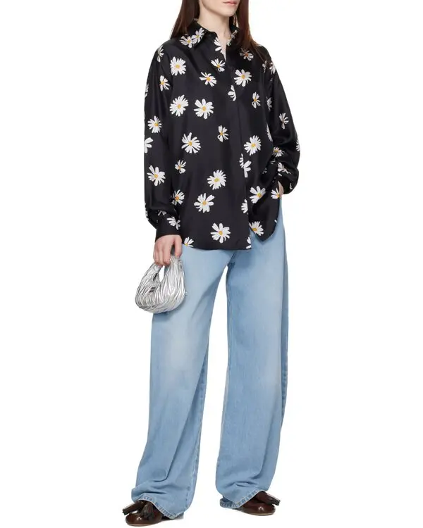 Moschino Allover Daisy Print Long Sleeve Shirt