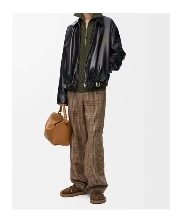 Loewe Collared Belted Zip-up Leather Jacket - Black