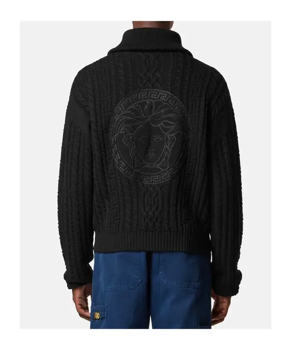 Versace Medusa Zip-up Knitted Cardigan