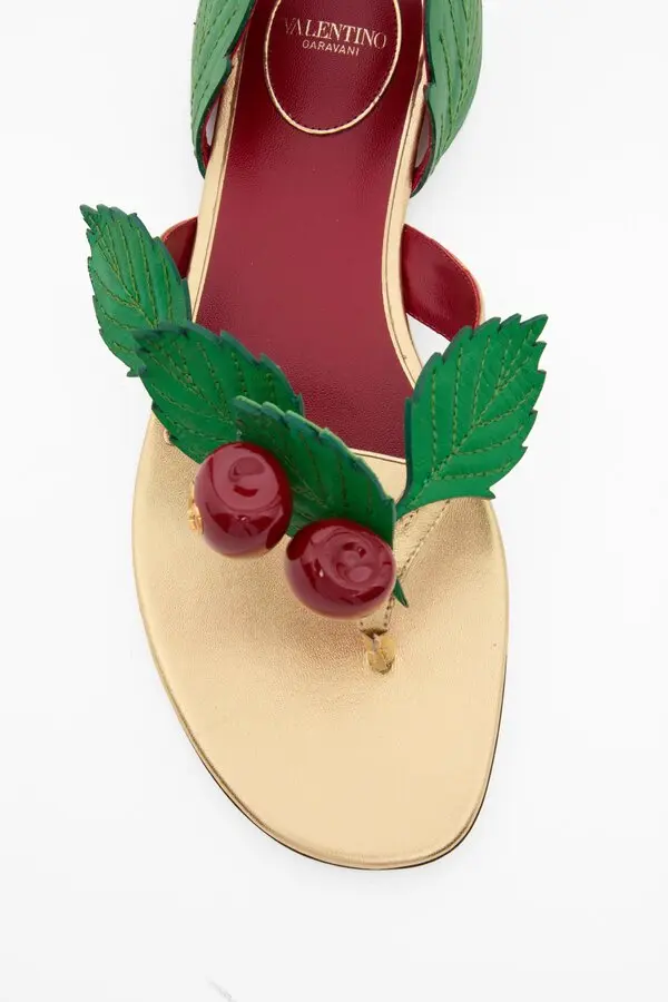 Valentino Garavani Embellished Cherry Thong Sandals