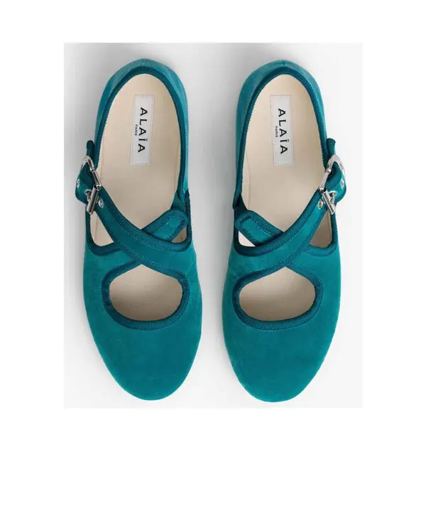 Alaïa Velvet Criss-cross Ballet Flats - Green