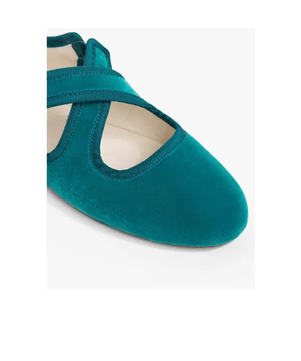 Alaïa Velvet Criss-cross Ballet Flats - Green