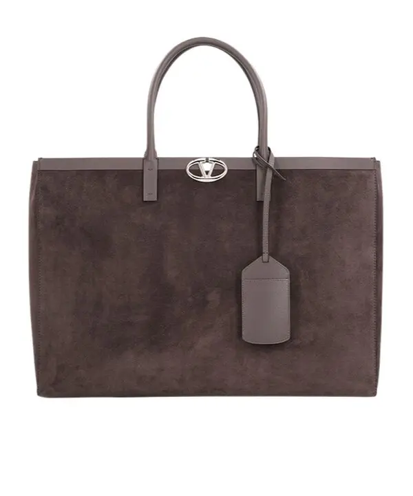 Valentino Garavani Vlogo Suede Tote Bag - Black