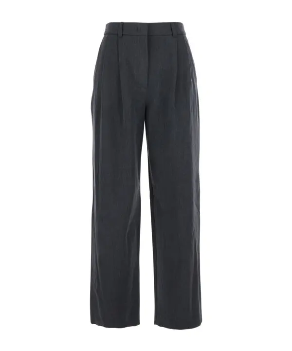 DUNST High-waisted Pleated Pants - Black