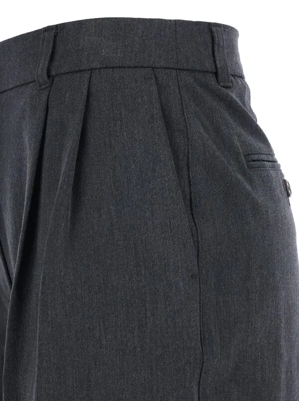 DUNST High-waisted Pleated Wide-leg Trousers - Black