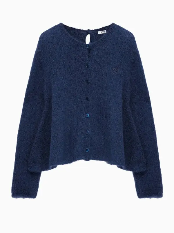 Loewe Embroidered Buttoned Cardigan - Navy Blue