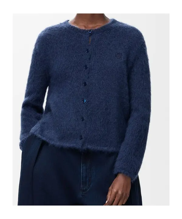 Loewe Embroidered Buttoned Cardigan - Navy Blue