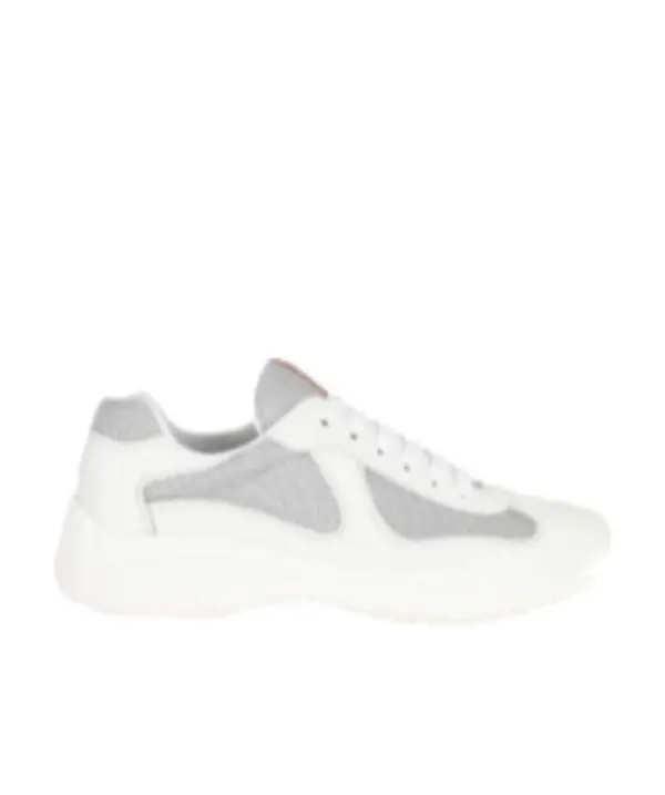 Prada Logo Lace-up Casual Sneakers - White / Silver