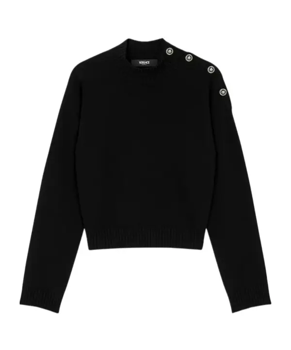 Versace Knitted Jumper With Medusa Hardware - Black
