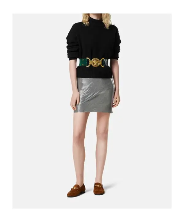 Versace Knitted Jumper With Medusa Hardware - Black