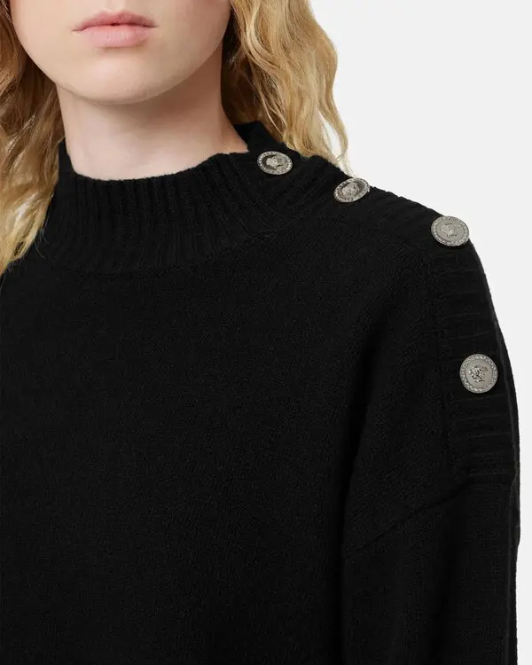 Versace Knitted Jumper With Medusa Hardware - Black