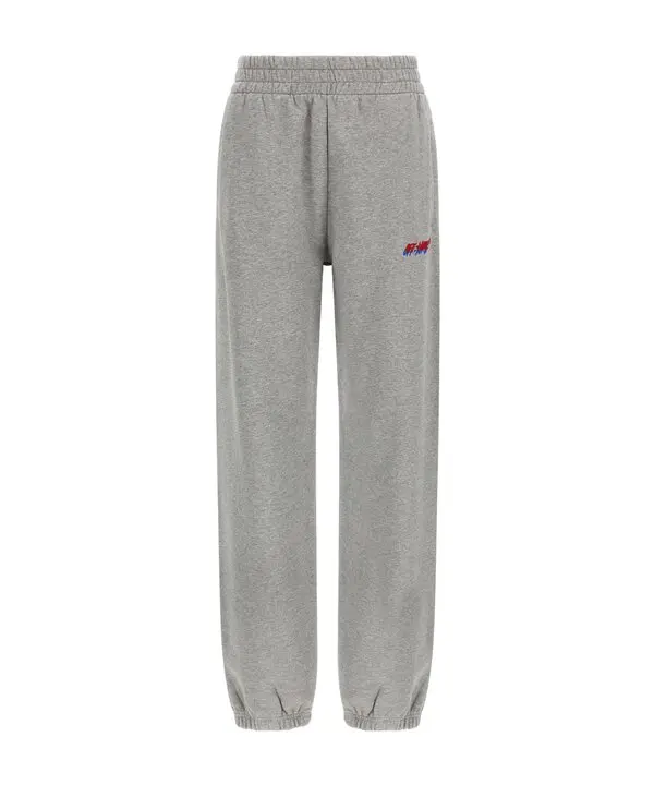 Off-White Logo Embroidered Cotton Joggers - Grey