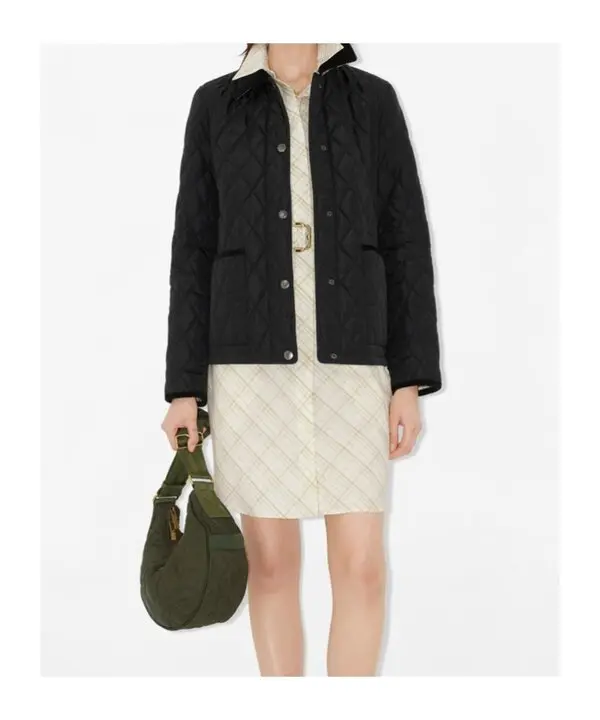 Burberry Quilted Long Sleeve Jacket With Check Lining