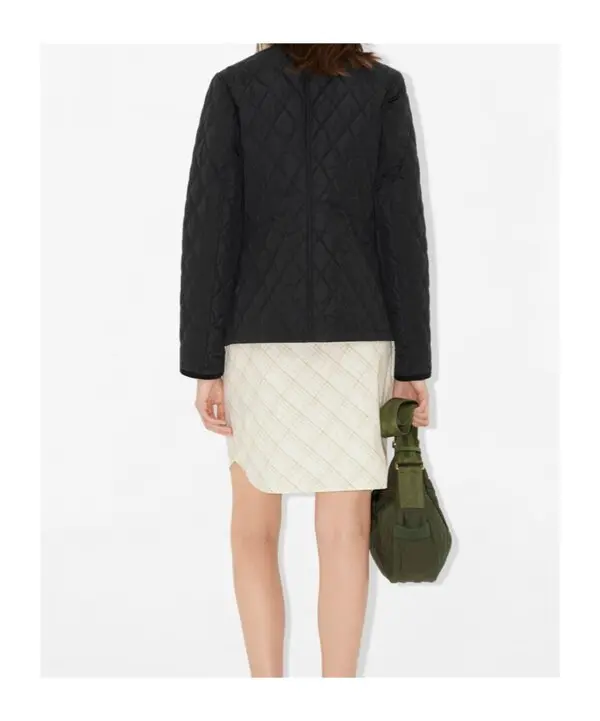 Burberry Quilted Long Sleeve Jacket With Check Lining