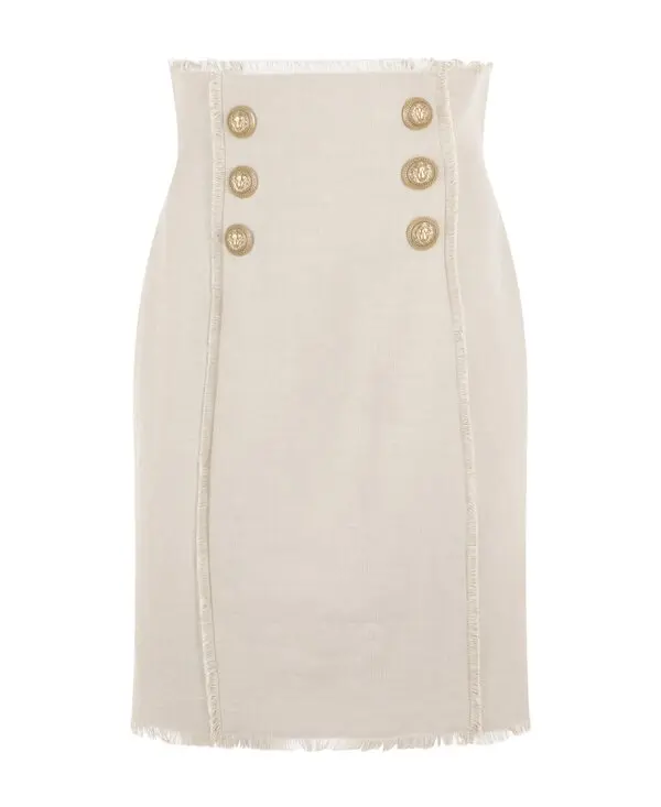 Balmain High-waist Midi Skirt With Button Detail