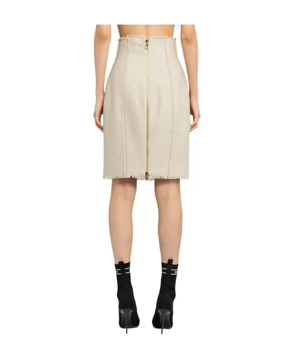 Balmain High-waist Midi Skirt With Button Detail
