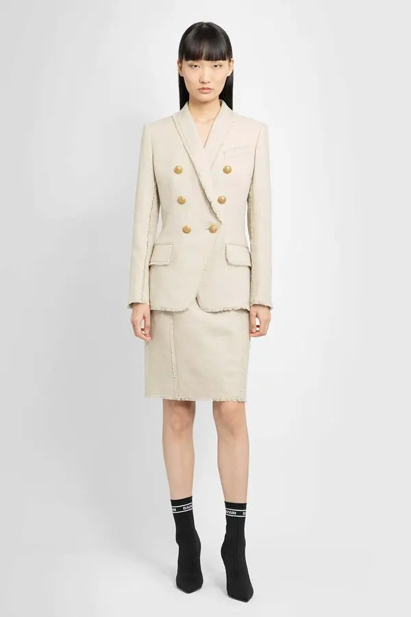 Balmain High-waist Midi Skirt With Button Detail