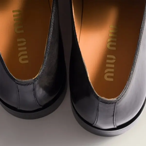 Miu Miu Logo-embossed Leather Mocassins - Black
