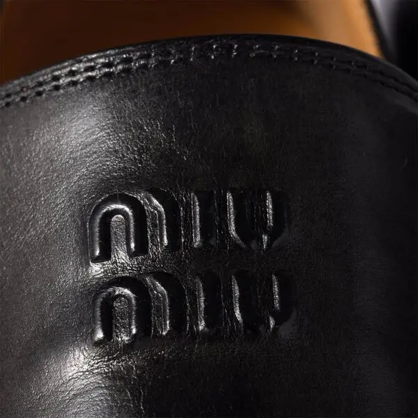 Miu Miu Logo-embossed Leather Mocassins - Black