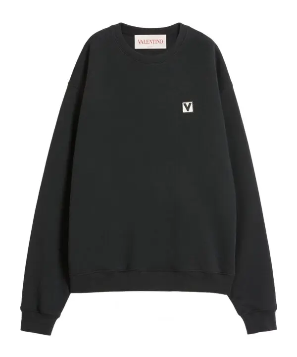 Valentino Garavani Crewneck Sweatshirt With Logo Embroidery - Black