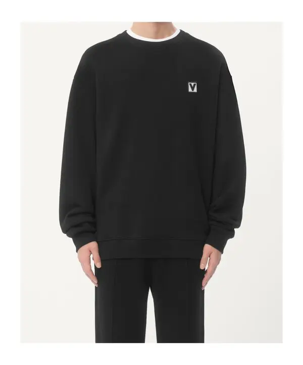 Valentino Garavani Crewneck Sweatshirt With Logo Embroidery - Black