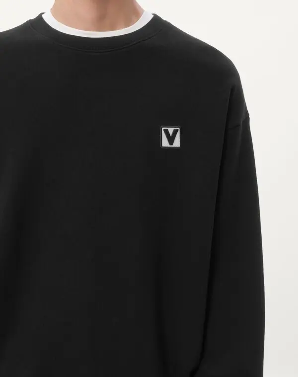 Valentino Garavani Crewneck Sweatshirt With Logo Embroidery - Black