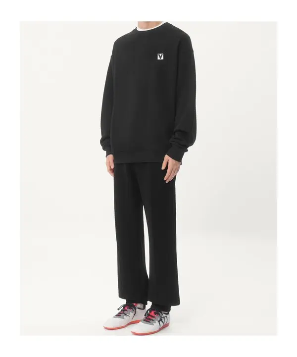 Valentino Garavani Crewneck Sweatshirt With Logo Embroidery - Black
