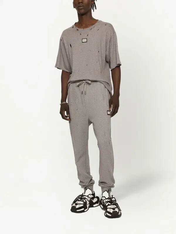 Dolce & Gabbana Distressed Logo-plaque T-shirt - Gray