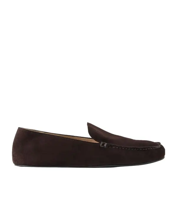 THE ROW Leo Suede Loafers - Chocolate