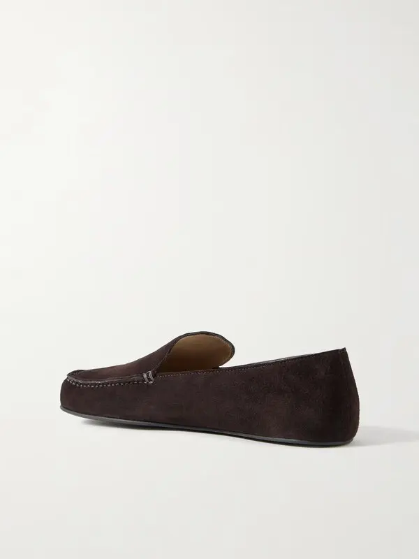 THE ROW Leo Suede Loafers - Chocolate
