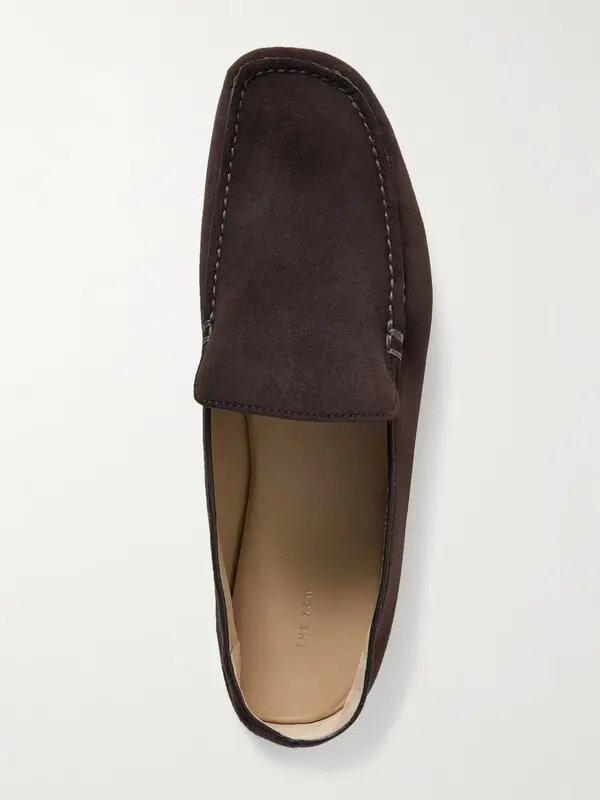 THE ROW Leo Suede Loafers - Chocolate