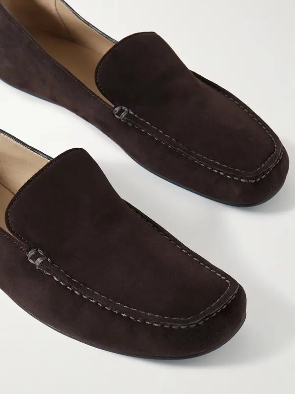 THE ROW Leo Suede Loafers - Chocolate