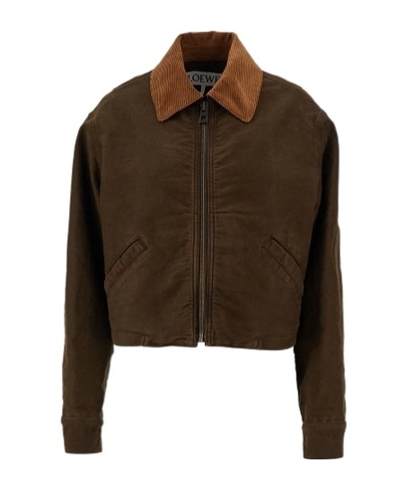 Loewe Zip-up Corduroy Collar Jacket - Ebony