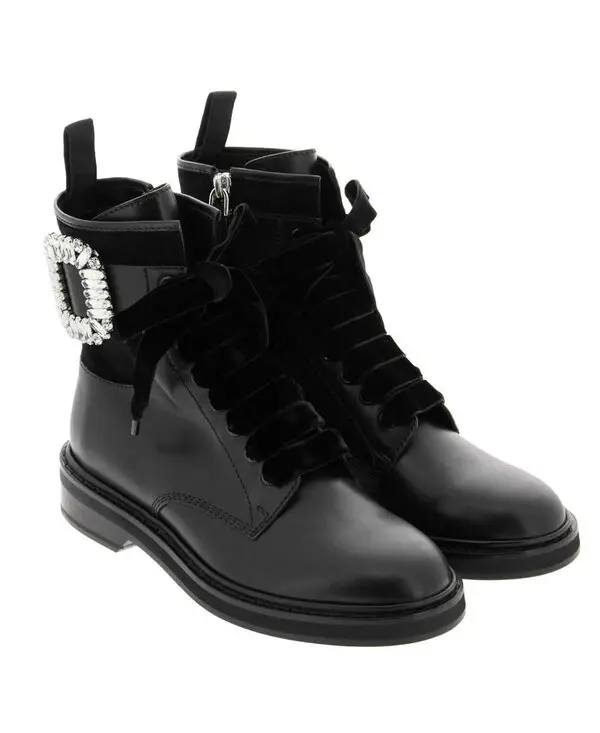 ROGER VIVIER Embellished Lace-up Ankle Boots