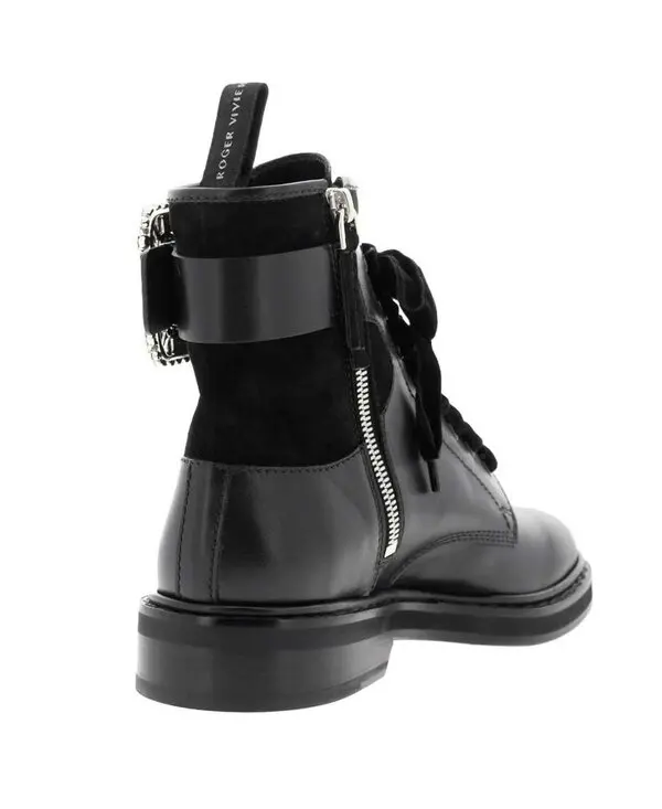 ROGER VIVIER Embellished Lace-up Ankle Boots