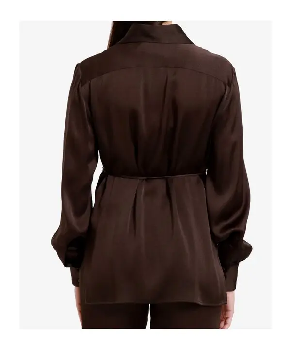 SEMICOUTURE Tie-waist Satin Shirt - Black