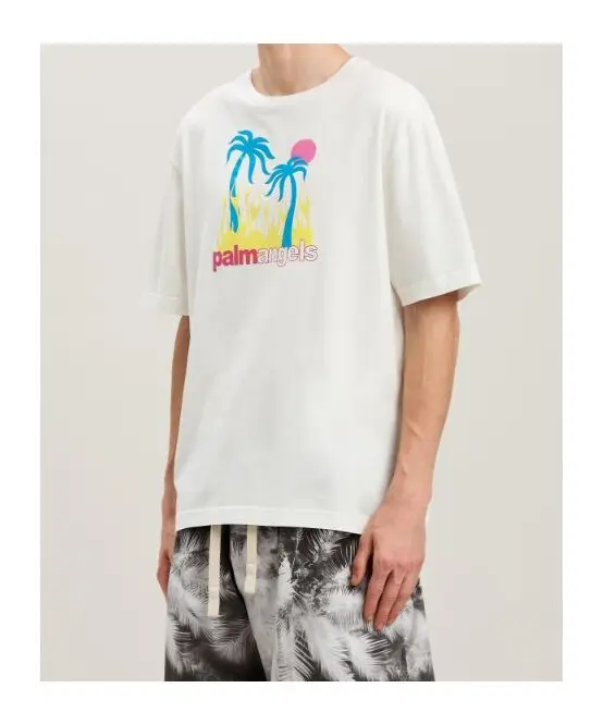 Palm Angels Burning Oasis Graphic Printed T-shirt - Off-white-multi-color