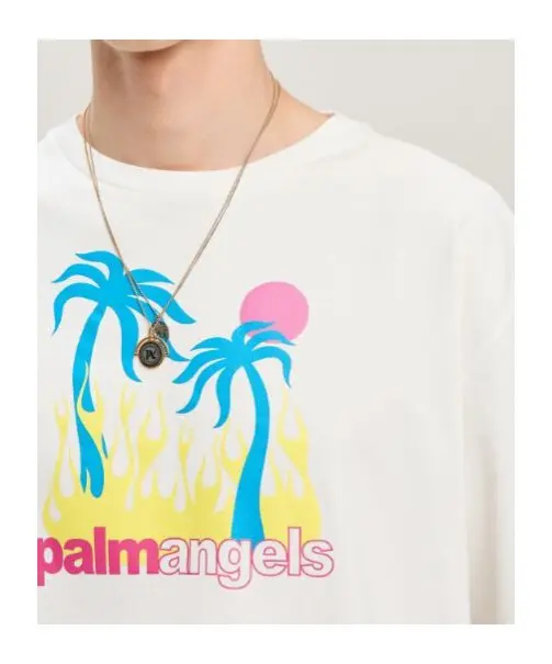 Palm Angels Burning Oasis Graphic Printed T-shirt - Off-white-multi-color