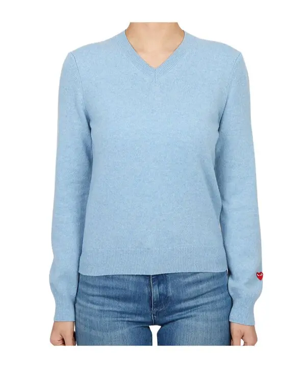 Comme Des Garçons V-neck Long-sleeved Sweater - Blue