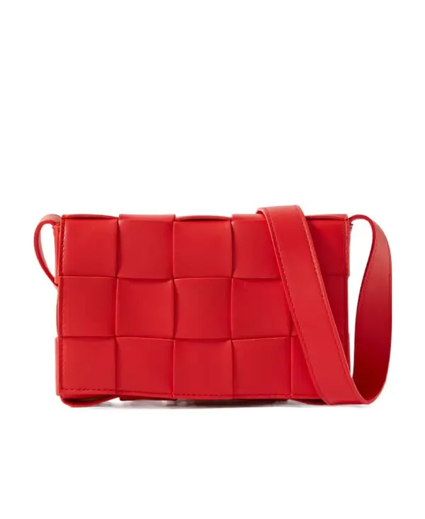 Bottega Veneta Intrecciato Leather Shoulder Bag - Red